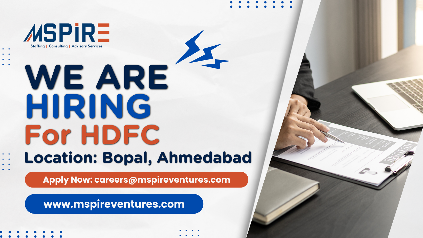 WE ARE HIRING FOR HDFC IN AHMEDABAD! 🚀 - MSPIRE | Recruitment Agency
